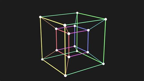4 Dimensional Hypercube Tesseract Rotating Stock Footage Video 100