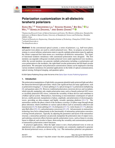 Pdf Polarization Customization In All Dielectric Terahertz Polarizers