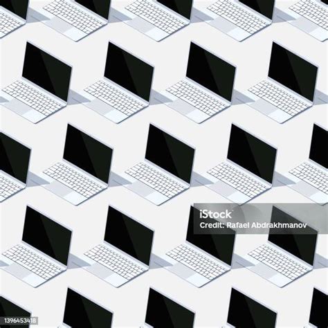 노트북에서 원활한 패턴 벡터 아이소메트릭 일러스트레이션 노트북에 대한 스톡 벡터 아트 및 기타 이미지 노트북 패턴 연속무늬 Istock