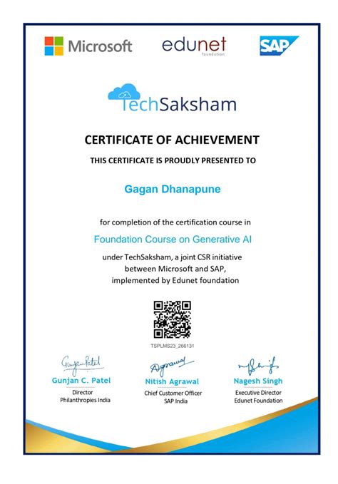 Gagan Dhanapune On Linkedin Ai Techsaksham Microsoft Sap Edunetfoundation Datascience Python
