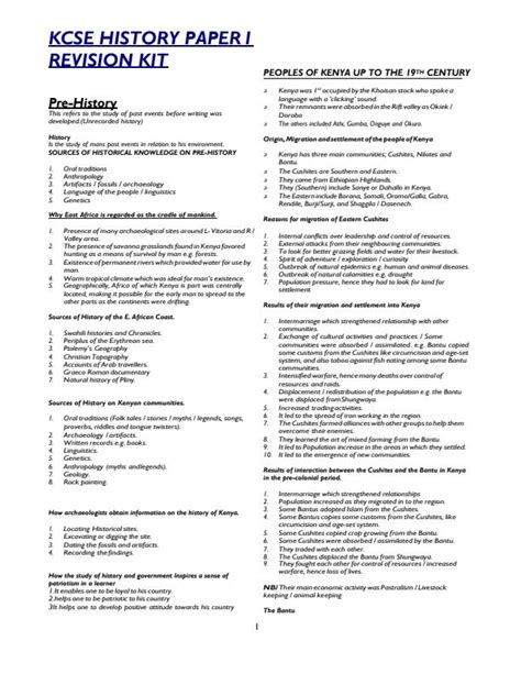 Kcse History Paper 1 Topical Revision Questions And Answers 7248