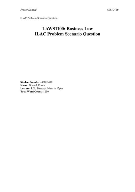 Ilac Problem Scenario Question Fraser Donald Ilac Problem Scenario