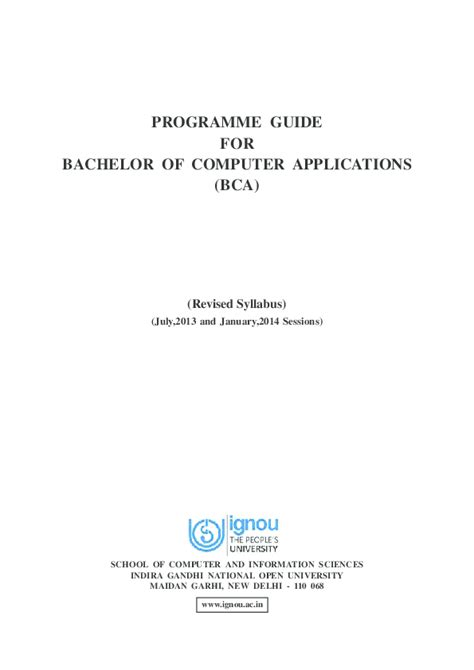 Pdf Programme Guide For Bachelor Of Computer Applications Bca Revised Syllabus Nidhin N