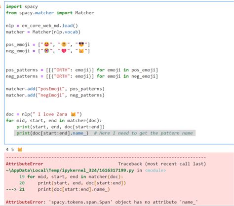 Nlp How To Get Pattern Name In Spacy Span Object Stack Overflow