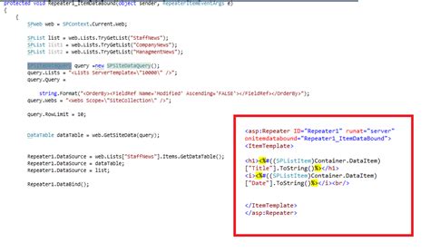 Development Splistdataquery Display Multiple Lists In Repeater