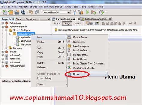 new generation membuat menu utama dengan netbeans