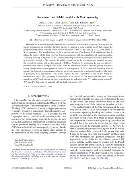 PDF Scale Invariant Model With B L Symmetry