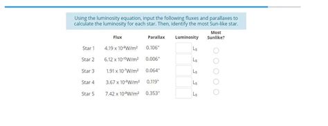 Solved Using The Luminosity Equation Input The Following