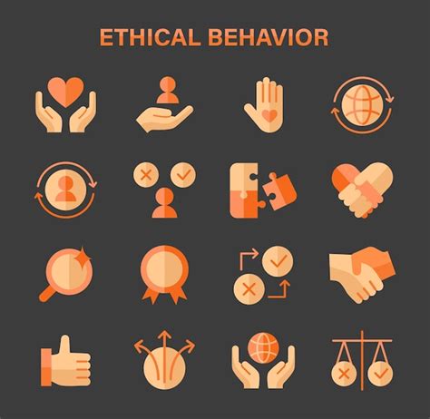 Premium Vector Ethical Behavior Set Principles Of Integrity And Fairness In Actions Trust And