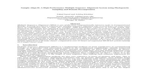 sample align d a high performance multiple sequence alignment system using phylogenetic
