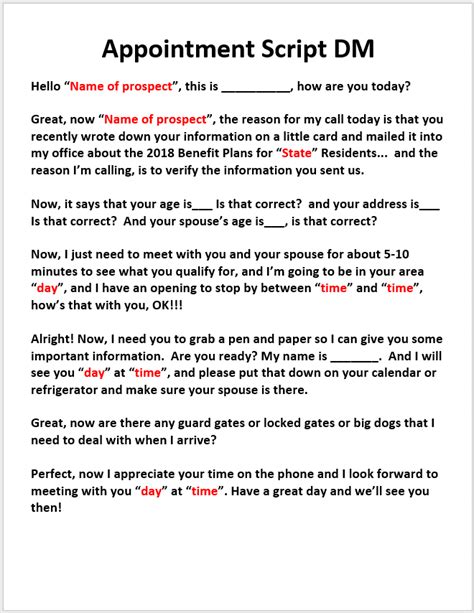 appointment setting script snip united final expense services