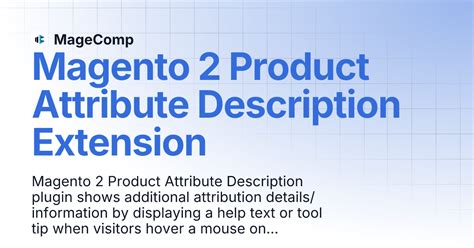 Magento 2 Product Attribute Description Extension Magecomp