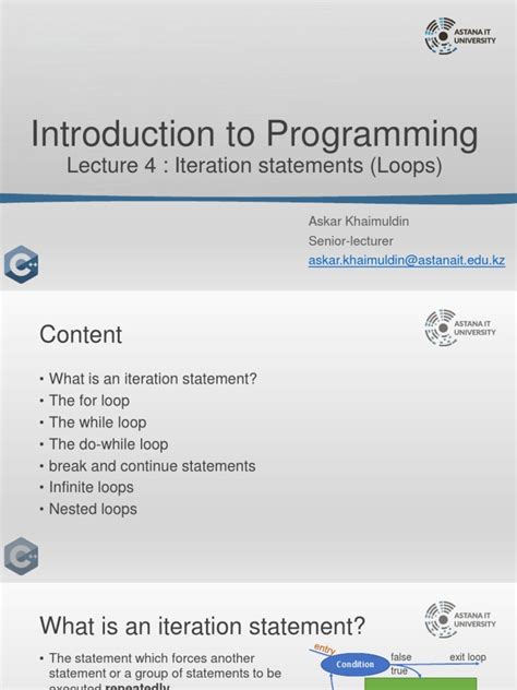 Lecture 4 Iteration Statements Pdf Control Flow Computer Science