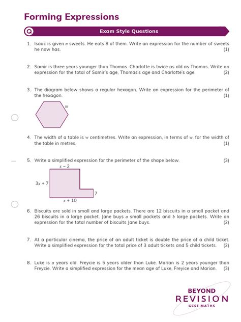 Forming Expressions Questions Pdf