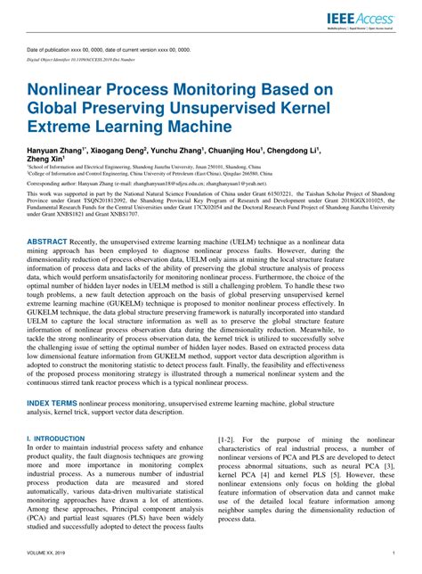 Pdf Nonlinear Process Monitoring Based On Global Preserving Unsupervised Kernel Extreme