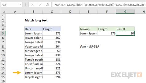 Match Long Text Excel Formula Exceljet