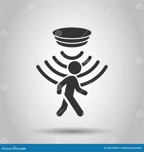 Motion Sensor Icon In Flat Style Sensor Waves With Man Vector