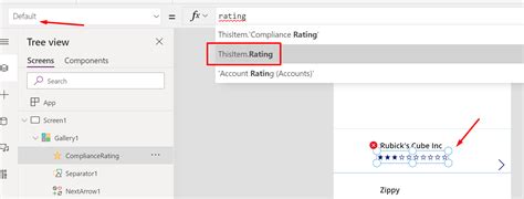 rating control to represent data from dataverse in a canvas power app