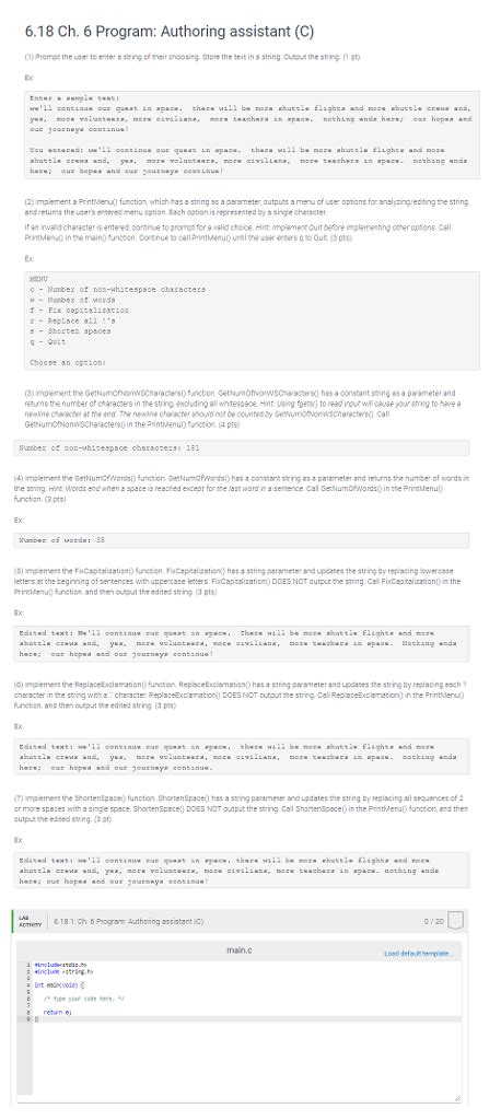 solved 6 18 ch 6 program authoring assistant c