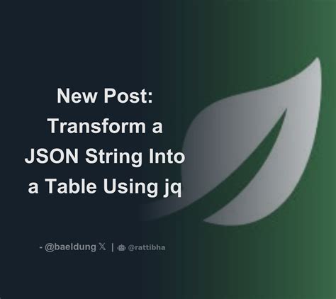 New Post Transform A Json String Into A Table Using Jq Download Tweet Image From Baeldung