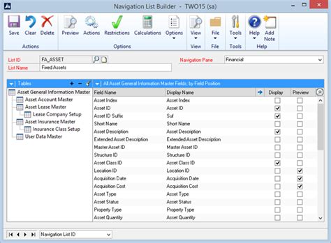 Fixed Assets Smartlist Builder Template Eone Solutions