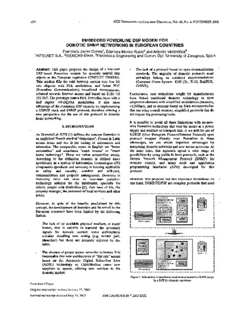 Pdf Embedded Powerline Dsp Modem For Domotic Snmp Networking In