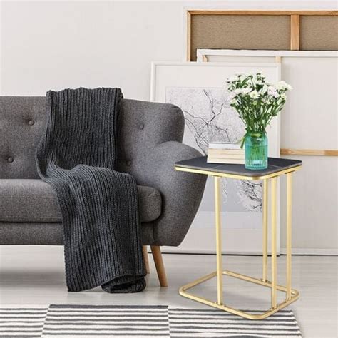 C Shaped Coffee Sofa Side Table Black Marble Bunnings Australia