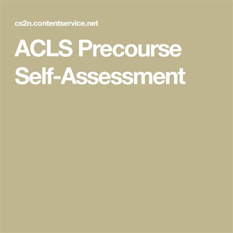 ACLS Precourse Self Assessment Self Assessment Acls Assessment