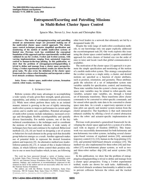 Pdf Entrapmentescorting And Patrolling Missions In Multi Robot