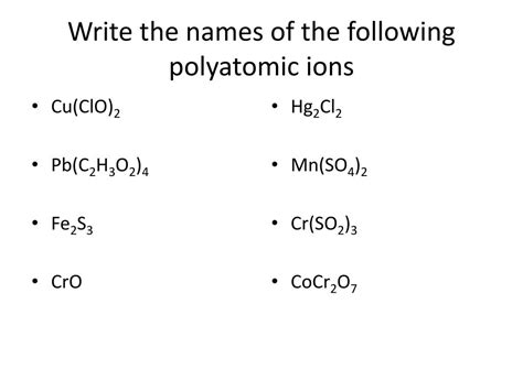 Ppt Polyatomic Naming Worksheet Powerpoint Presentation Free