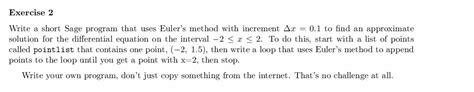 euler s method sage math don t know where to sart stack overflow