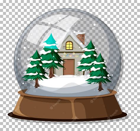 그리드 배경에 스노우 글로브 프리미엄 벡터