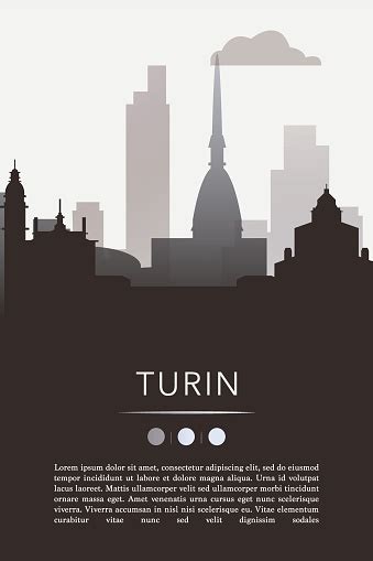 토리노 도시 서식 파일 웹 사이트 프리젠 테이션 첫 페이지 초대장 스카이 라인 랜드 마크와 출판물 시트 벡터 이탈리아 이미지 레이아웃 간단하고 회색조 0명에 대한 스톡 벡터