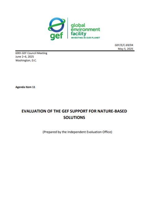 Evaluation Of The Gef Support For Nature Based Solutions Evalforearth