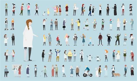 인간의 아바타 벡터 일러스트 레이 션 세트 무료 벡터
