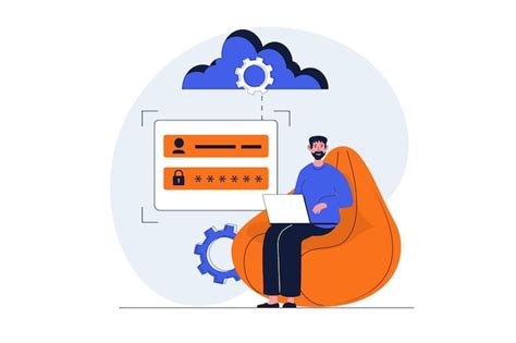 premium vector cloud data center web concept with character scene man gets password access to