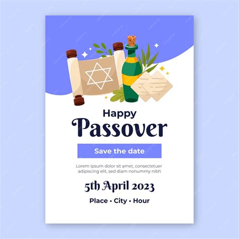 Free Vector Flat Invitation Template For Jewish Passover Celebration
