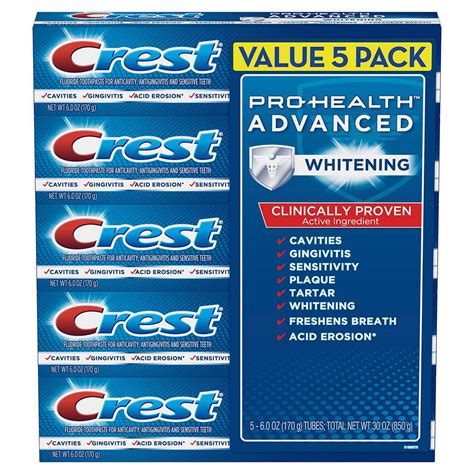 Crest Pro Health Advanced Whitening Toothpaste Value Pack 5 X 6 Oz