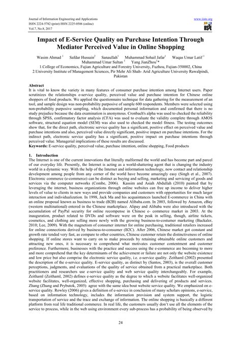 Pdf Impact Of E Service Quality On Purchase Intention Through