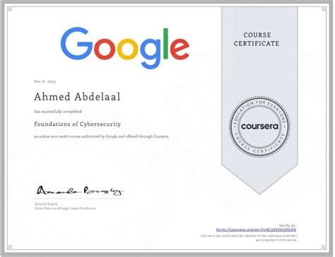Ahmed Fathy On Linkedin Coursera Cybersecurity Cybersec