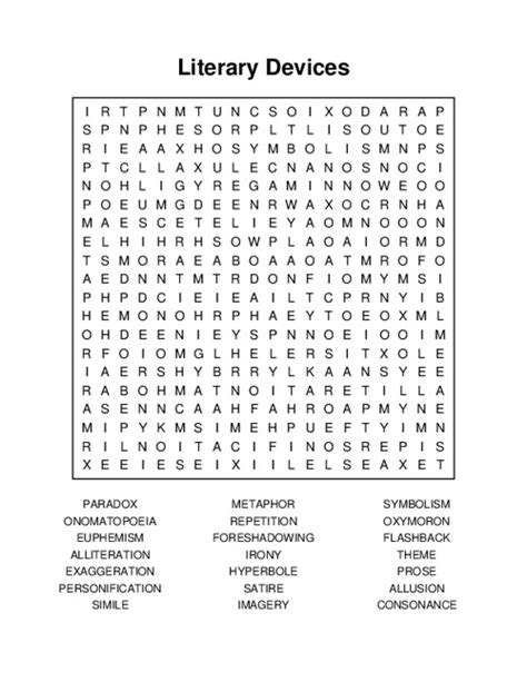Literary Devices Word Search