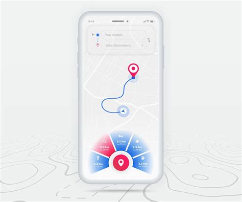 Map Gps Navigation Ux Ui Concept Smartphone Map Application Destination Point On Screen App