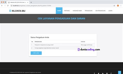 Aplikasi Pengaduan Layanan Rumah Sakit Berbasis Web Php
