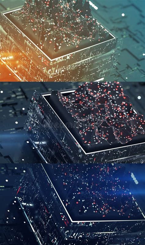 Cpu Is Analyzing Data Flow Set Of 3d Render Illustrations Stock Illustration Illustration Of