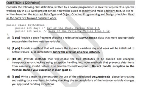 Solved QUESTION Points Consider The Following Class Chegg