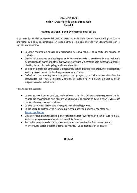 Sprint 1 Ciclo 4 Mision Tic 2022 Misiontic 2022 Ciclo 4 Desarrollo De Aplicaciones Web