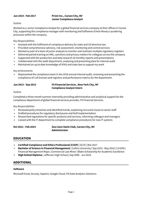 Compliance Analyst Resume Example Guide Get A Top Job