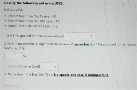 Solved Classify The Following Soil Using USCS Soil Test Chegg