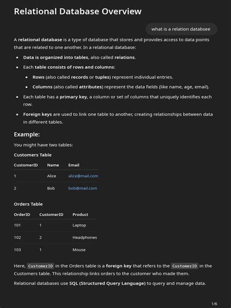 Relational Database Overview Pdf Relational Database Databases