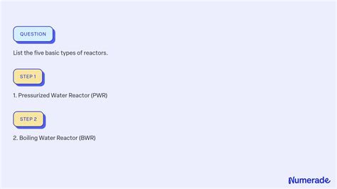 SOLVED List The Five Basic Types Of Reactors
